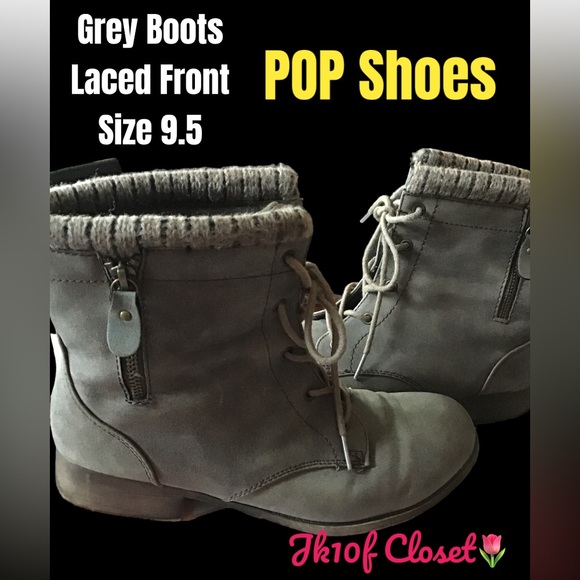 pop | Shoes | Lowest Pop Boots Sz95 Grey Laced Combat Moto Boots | Poshmark